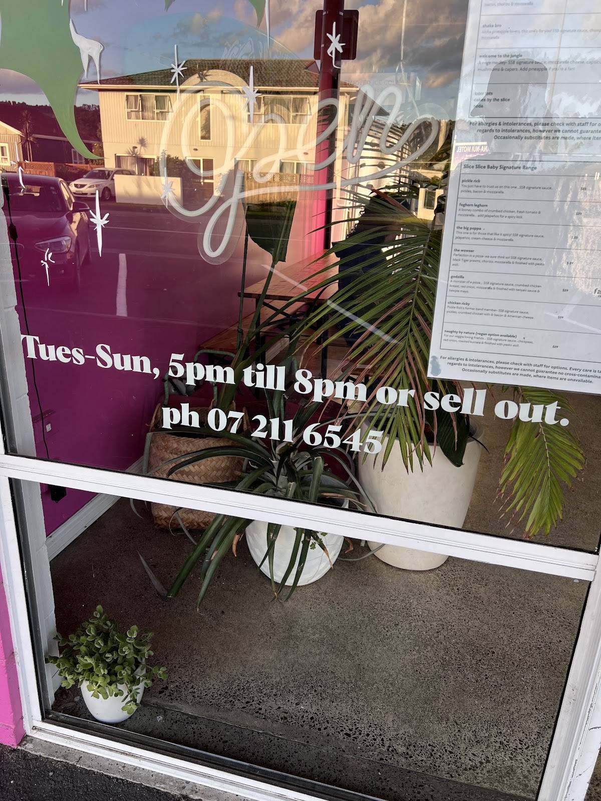 Menu at Slice Slice Baby pizzeria, Whitianga