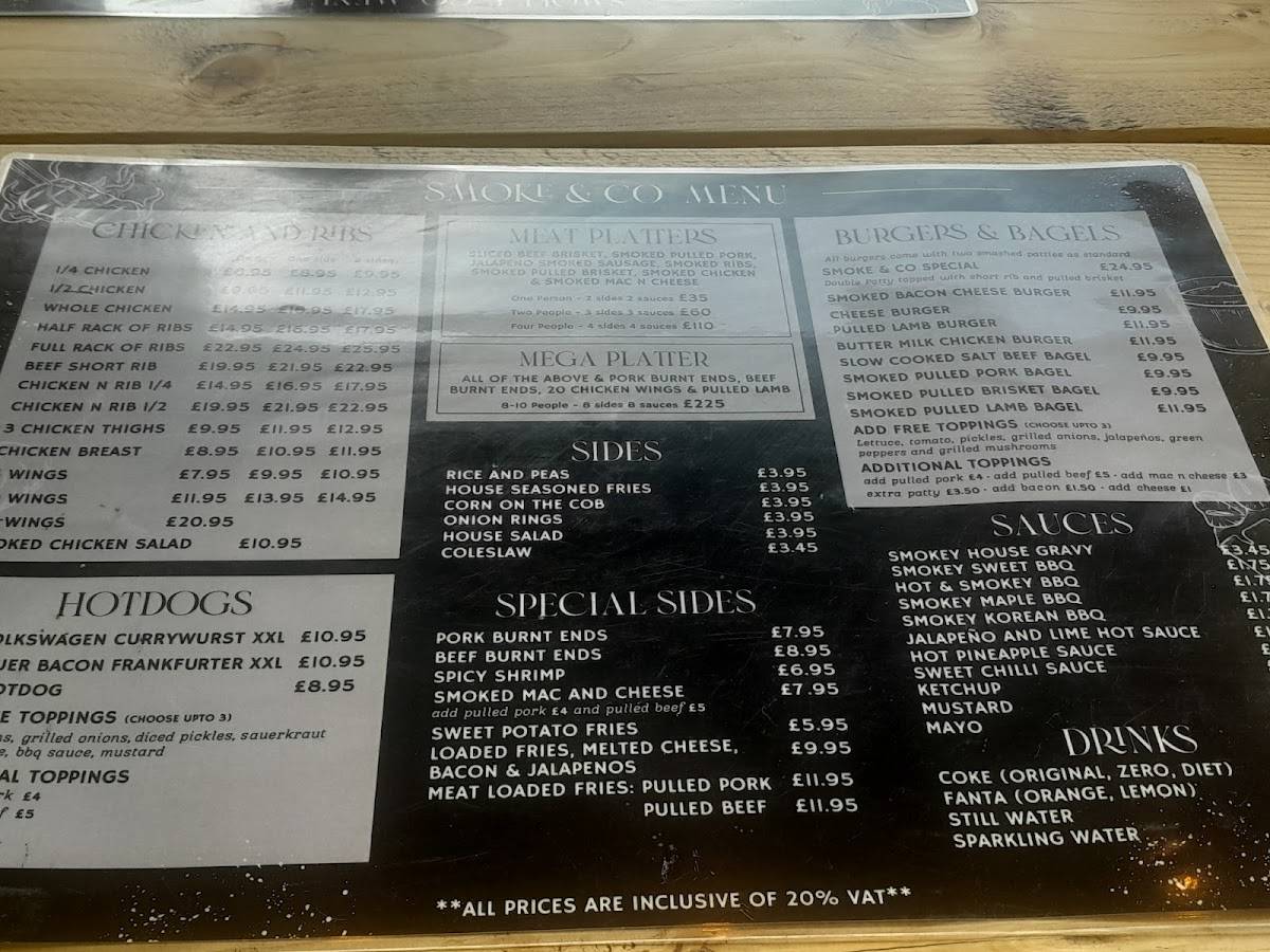 Menu at Smoke & Co BBQ, Ramsgate