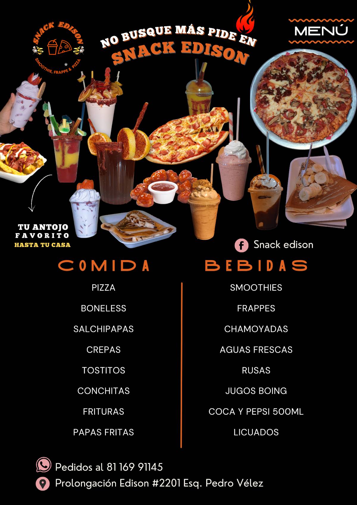 Carta del restaurante Snack Edison, Monterrey