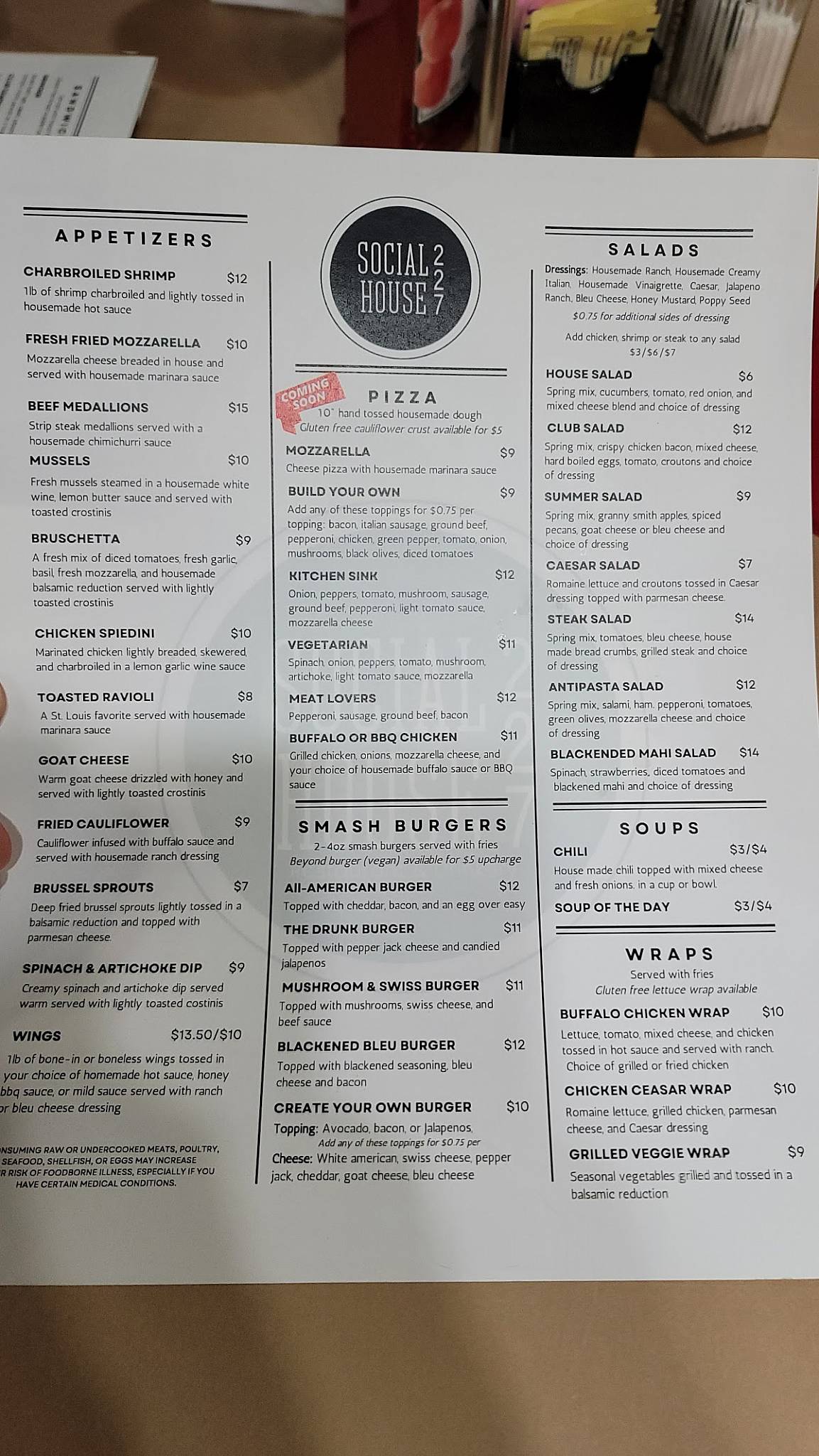 Menu at Social House 227 pub & bar, Warrenton