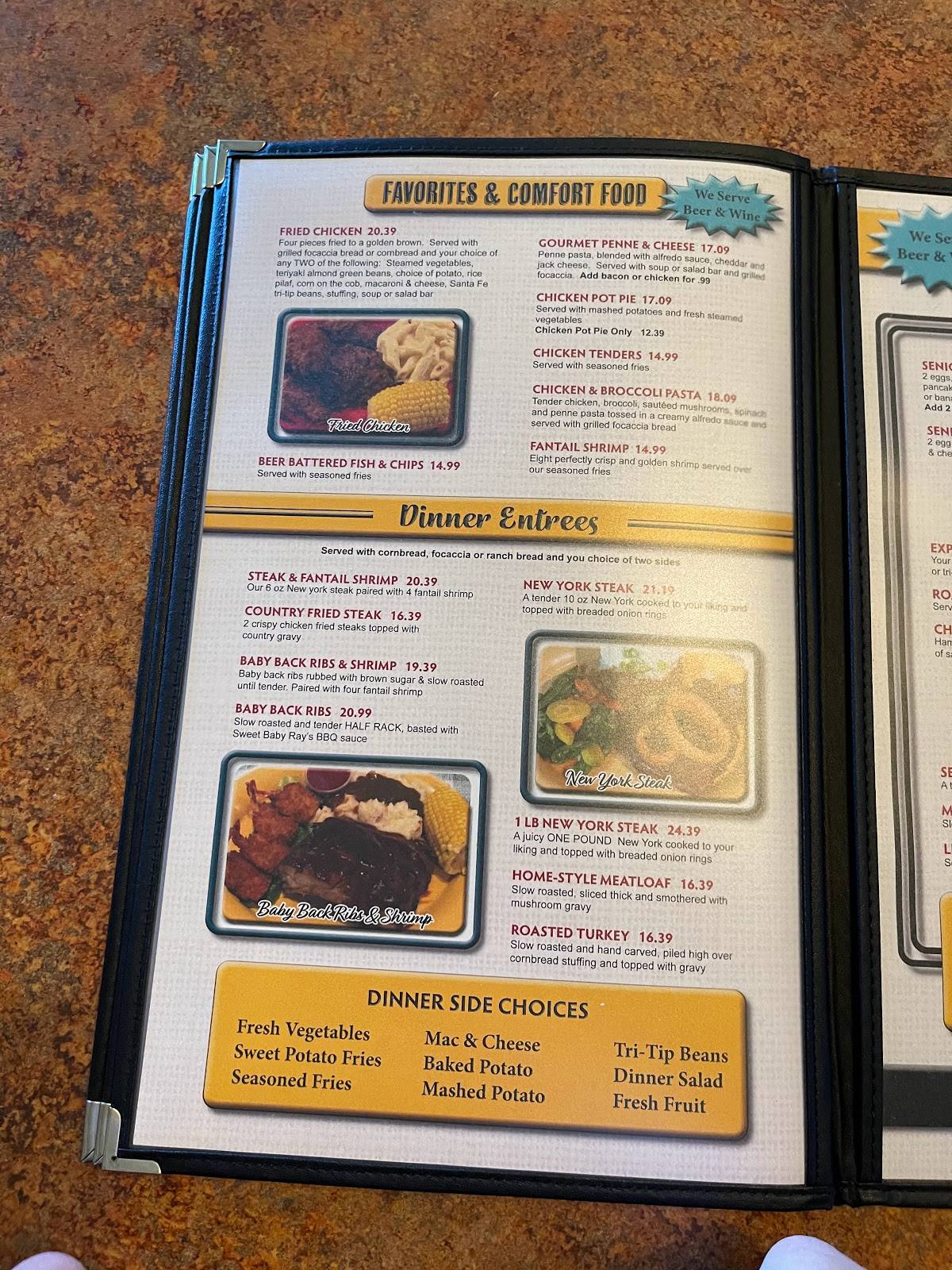 Menu at Barrow’s Cafe & Grill, Sonora
