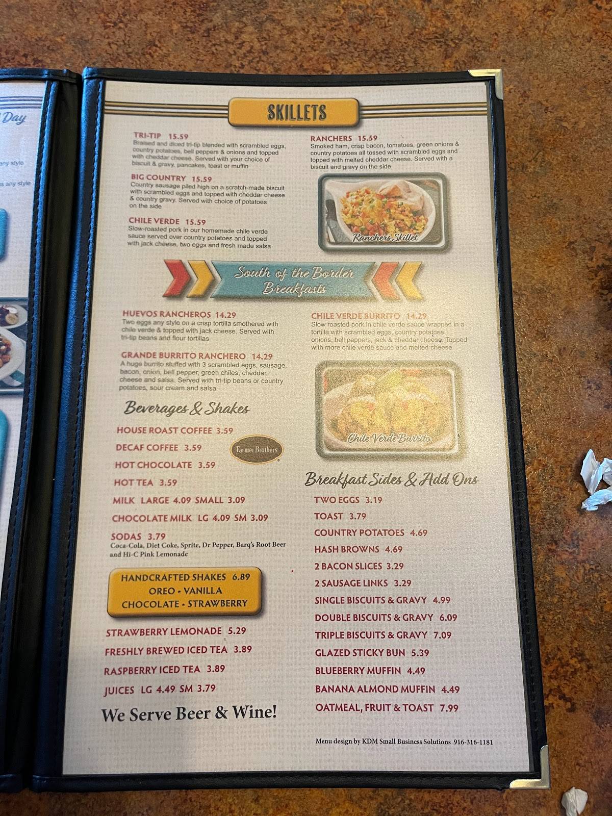 Menu at Barrow’s Cafe & Grill, Sonora