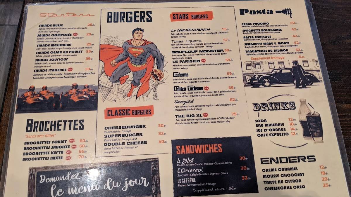Menu at Souflouf restaurant, Casablanca, Bd 60