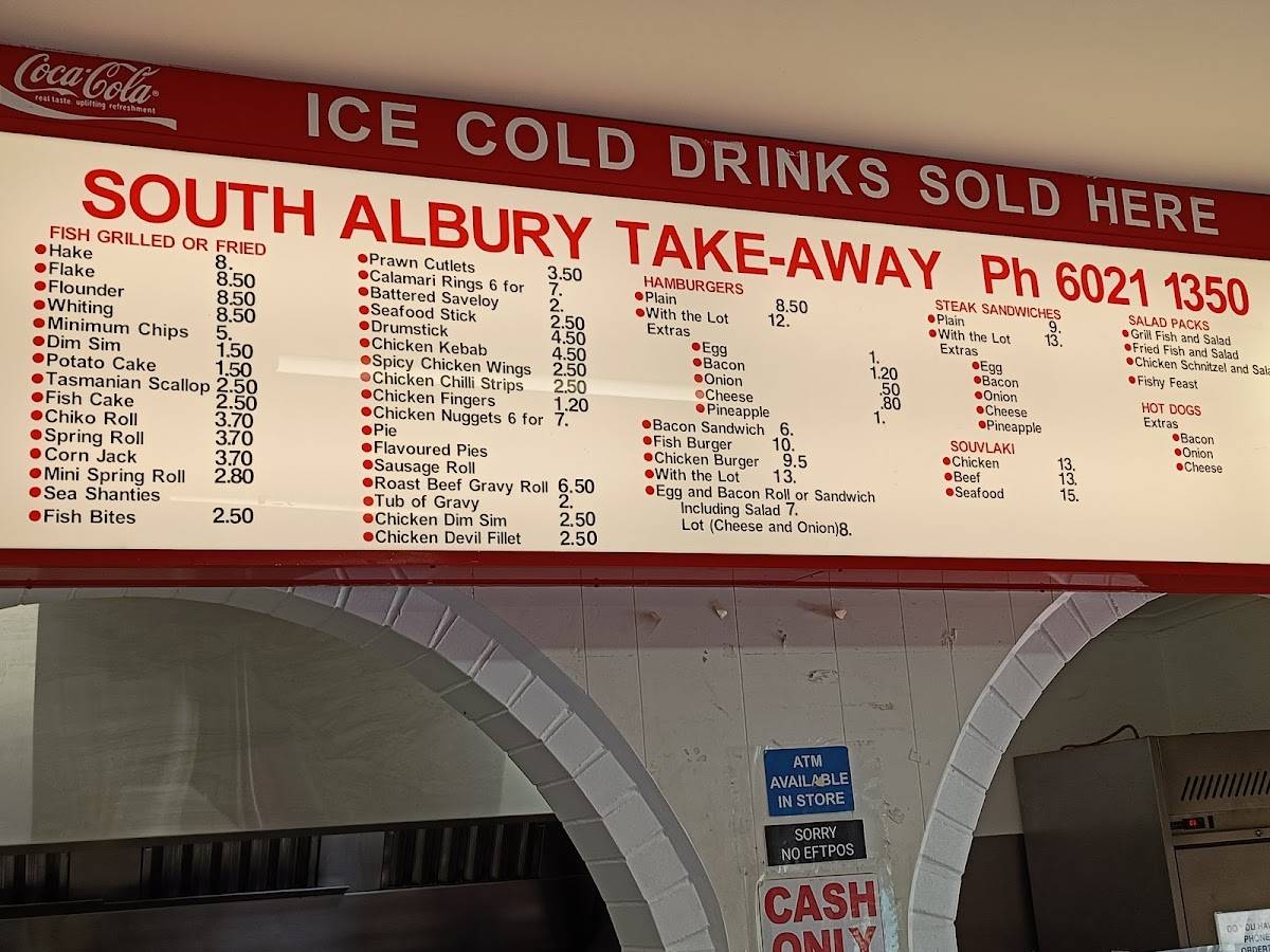 Menu at South Albury Take Away fast food, South Albury