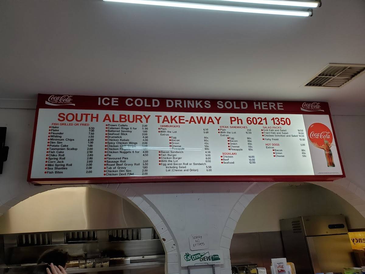 Menu at South Albury Take Away fast food, Albury