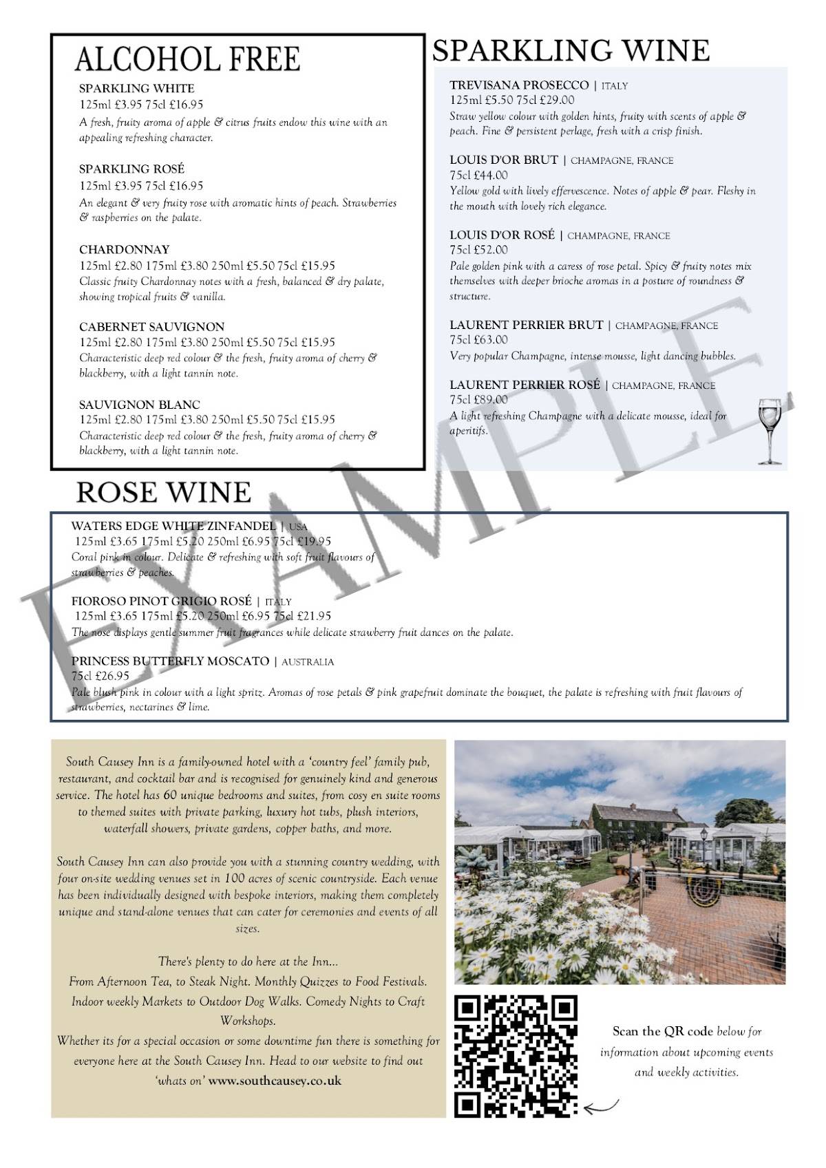 Menu at South Causey Inn pizzeria, Stanley