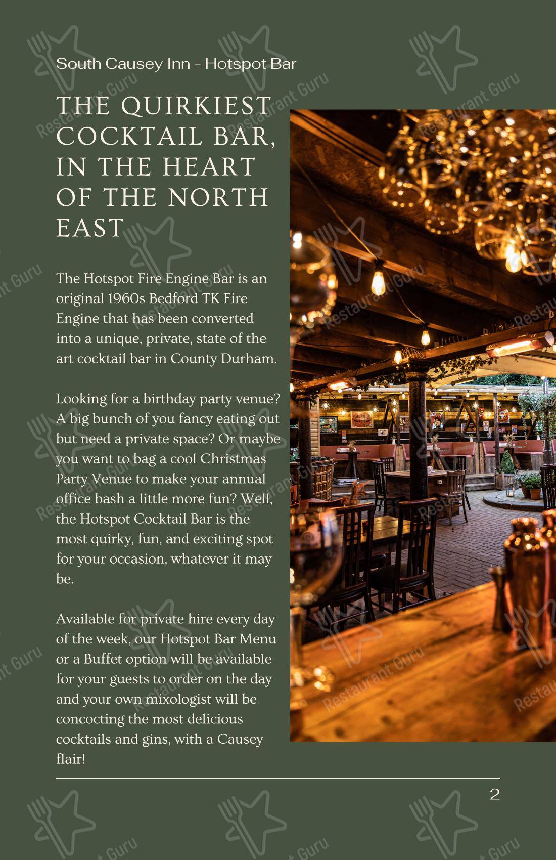 Menu at South Causey Inn pizzeria, Stanley