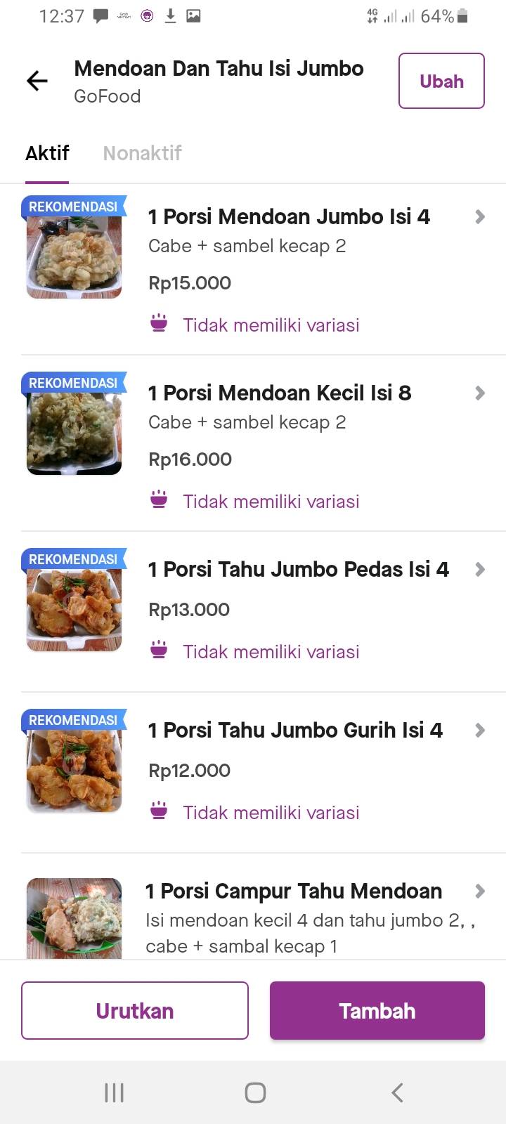 Menu at Tempe mendoan dan tahu isi JUMBO desserts, South Tangerang
