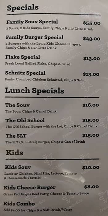 Menu at Souv & Burger Co. restaurant, Camberwell
