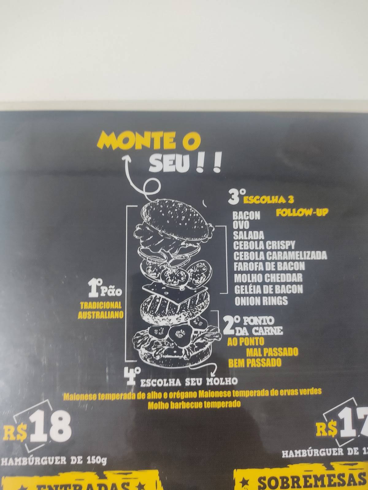 Menu em Space burger restaurante, João Pessoa