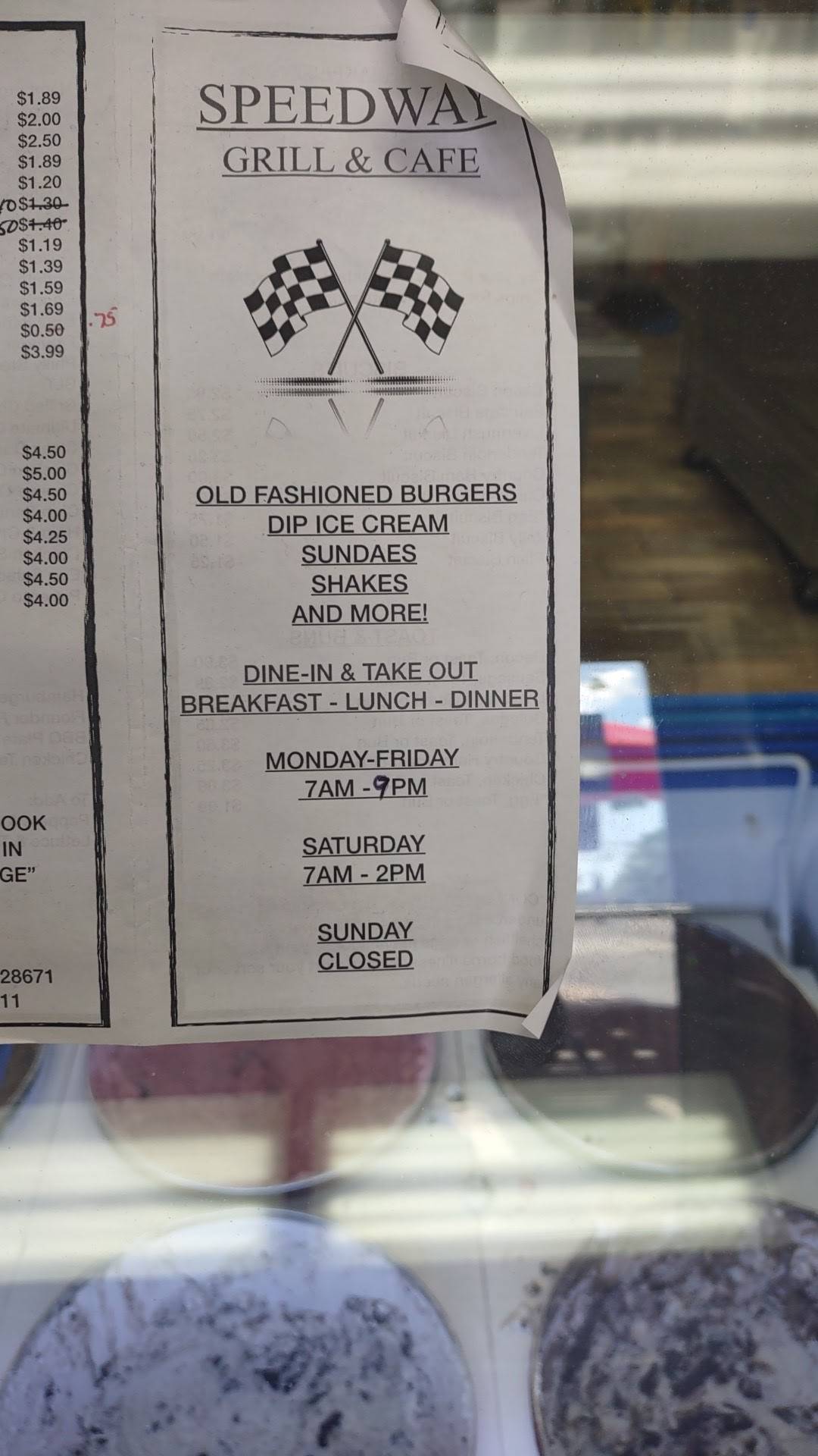 Menu at Speedway Cafe, Rutherford College, 611 Malcolm Blvd