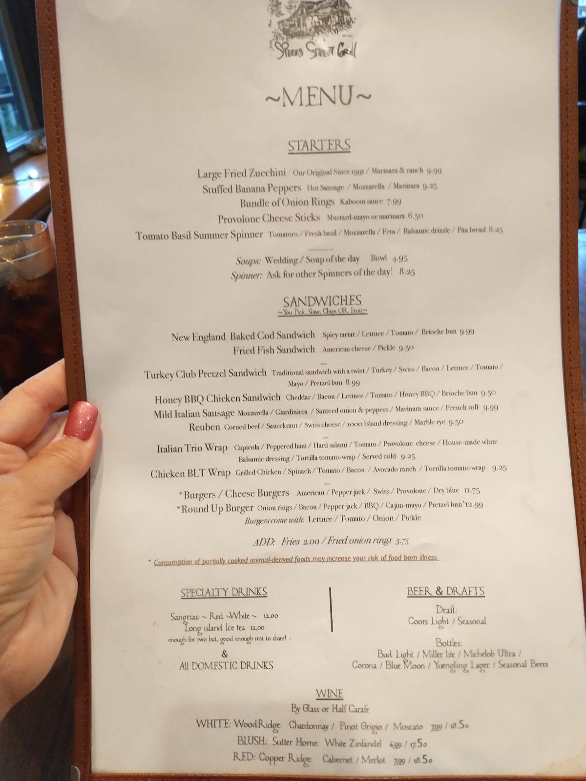 Menu at Speers Street Grill restaurant, Belle Vernon, 121 Speers Ave