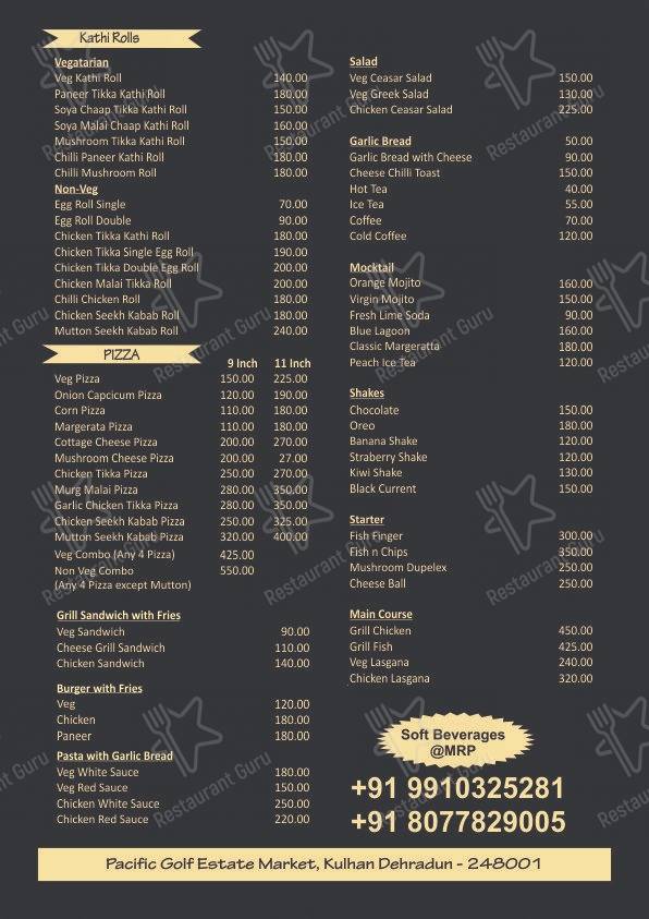Menu at Spice Of Delhi, Dehradun