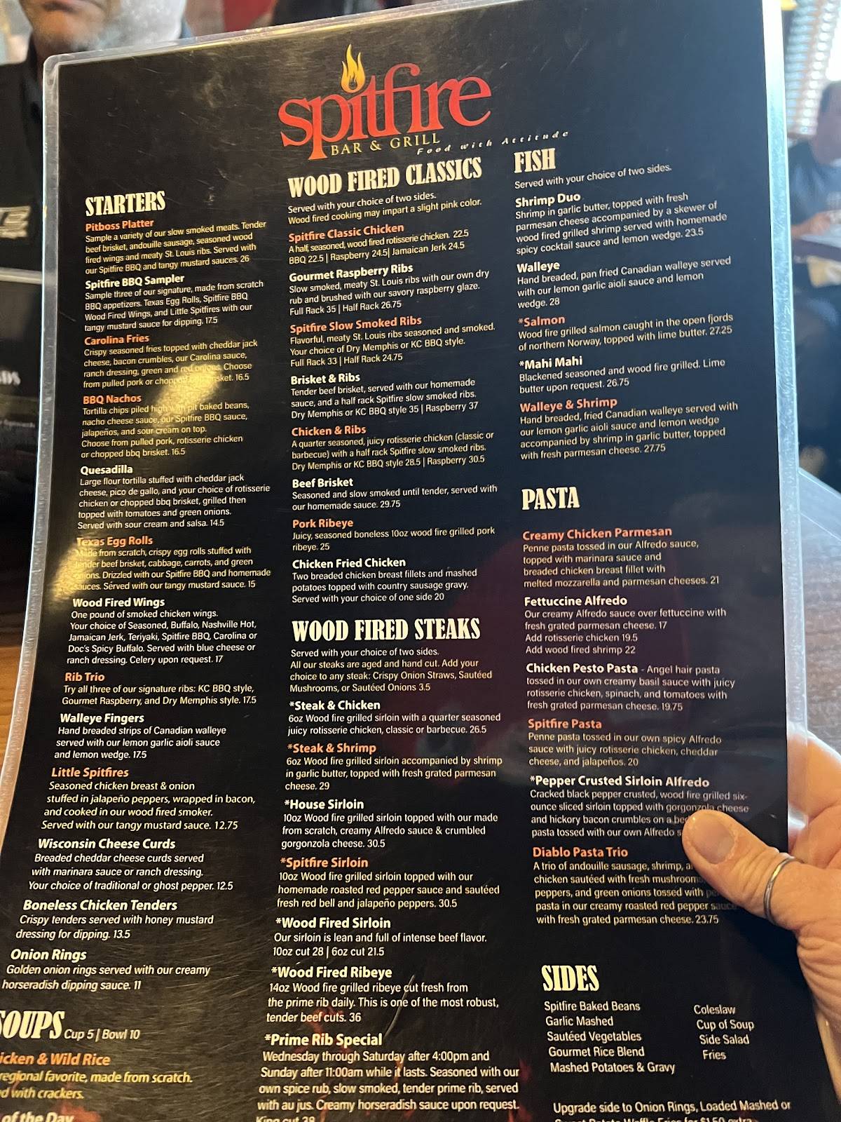 Menu at Spitfire Bar & Grill, West Fargo