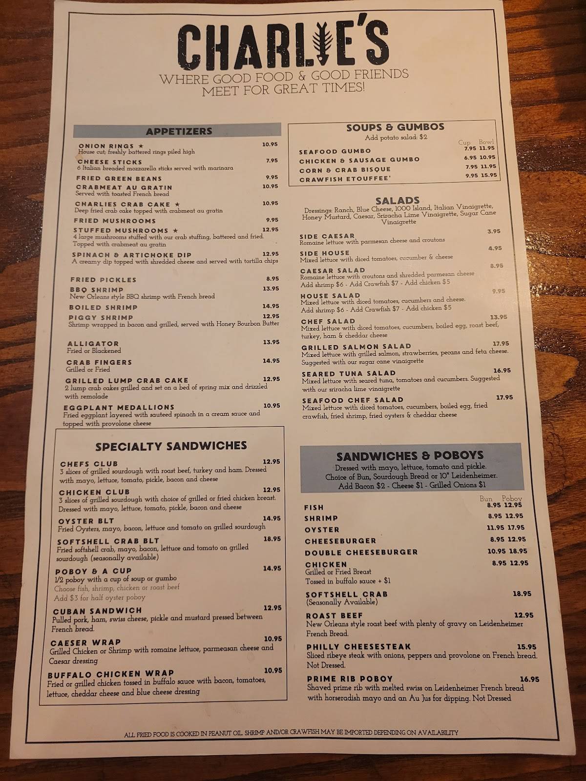 Menu at Charlie's Restaurant, Springfield, LA-22