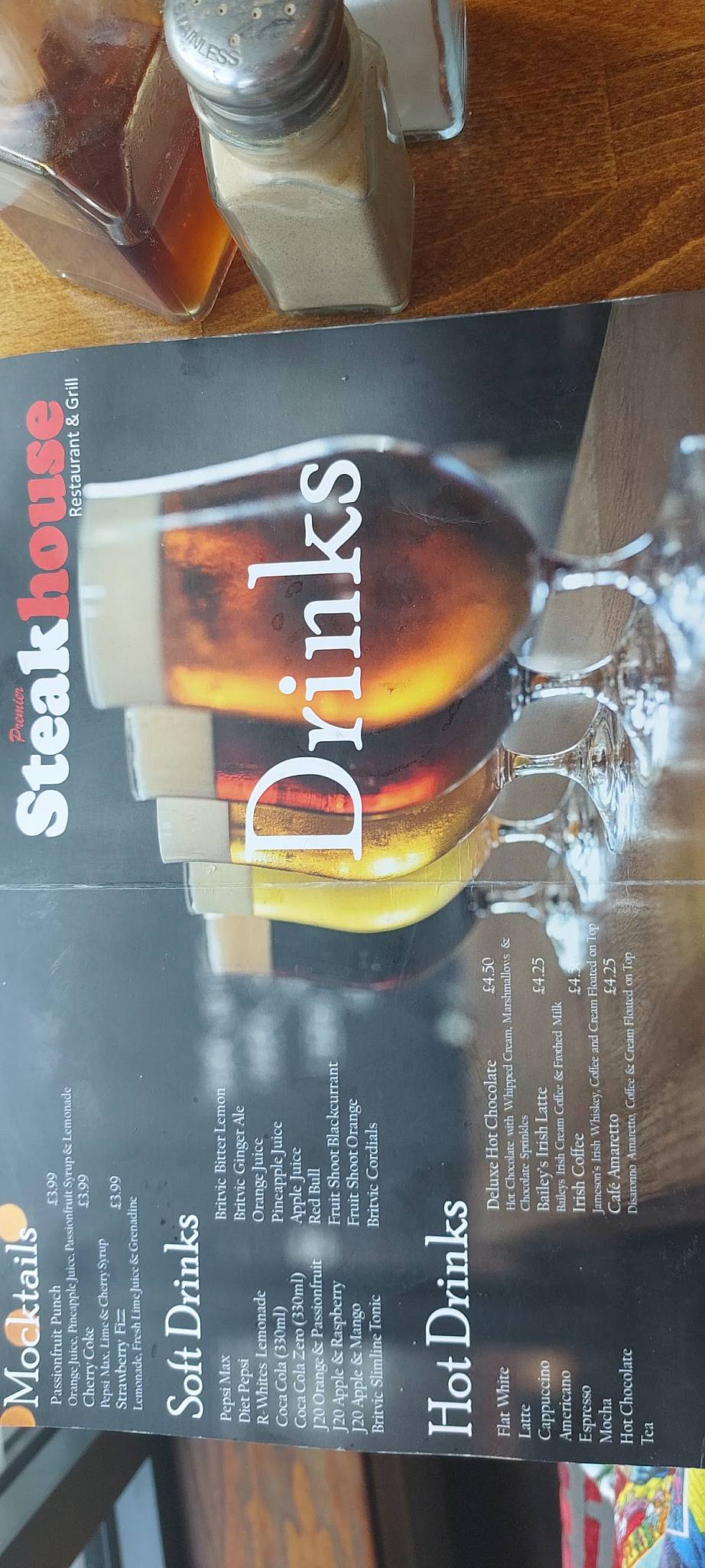 Menu at Sprinters Premier Steakhouse, Nottingham