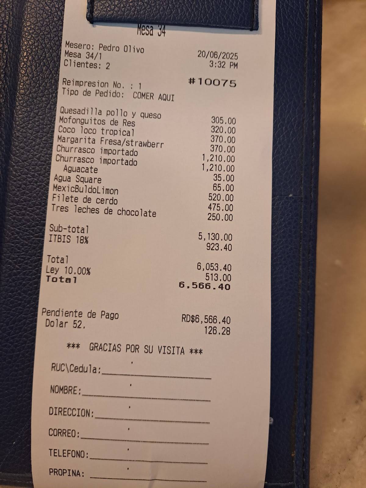 Carta del restaurante Square One, Santiago De Los Caballeros, Av ...