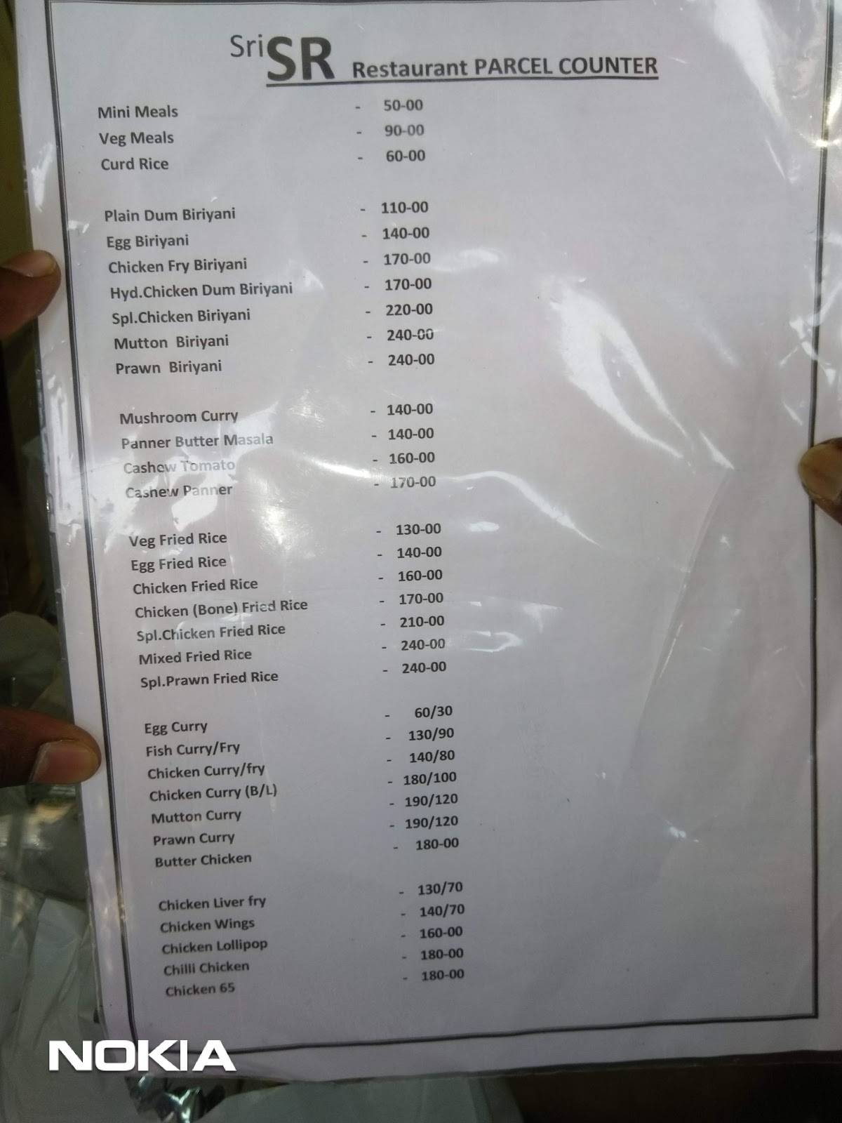 Menu at Sri SR Food Court, Razam