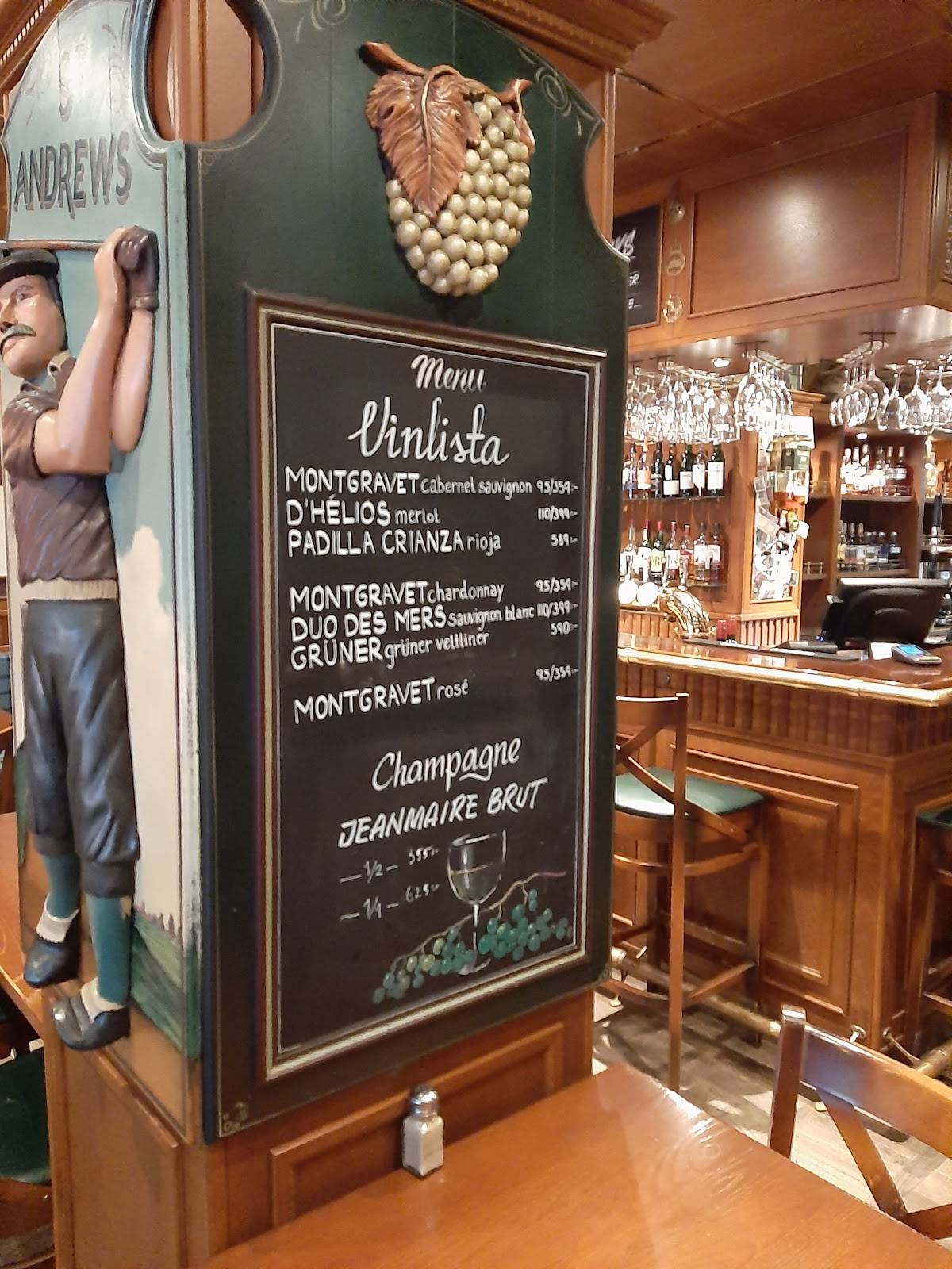 Menu at St Andrews Inn pub & bar, Stockholm