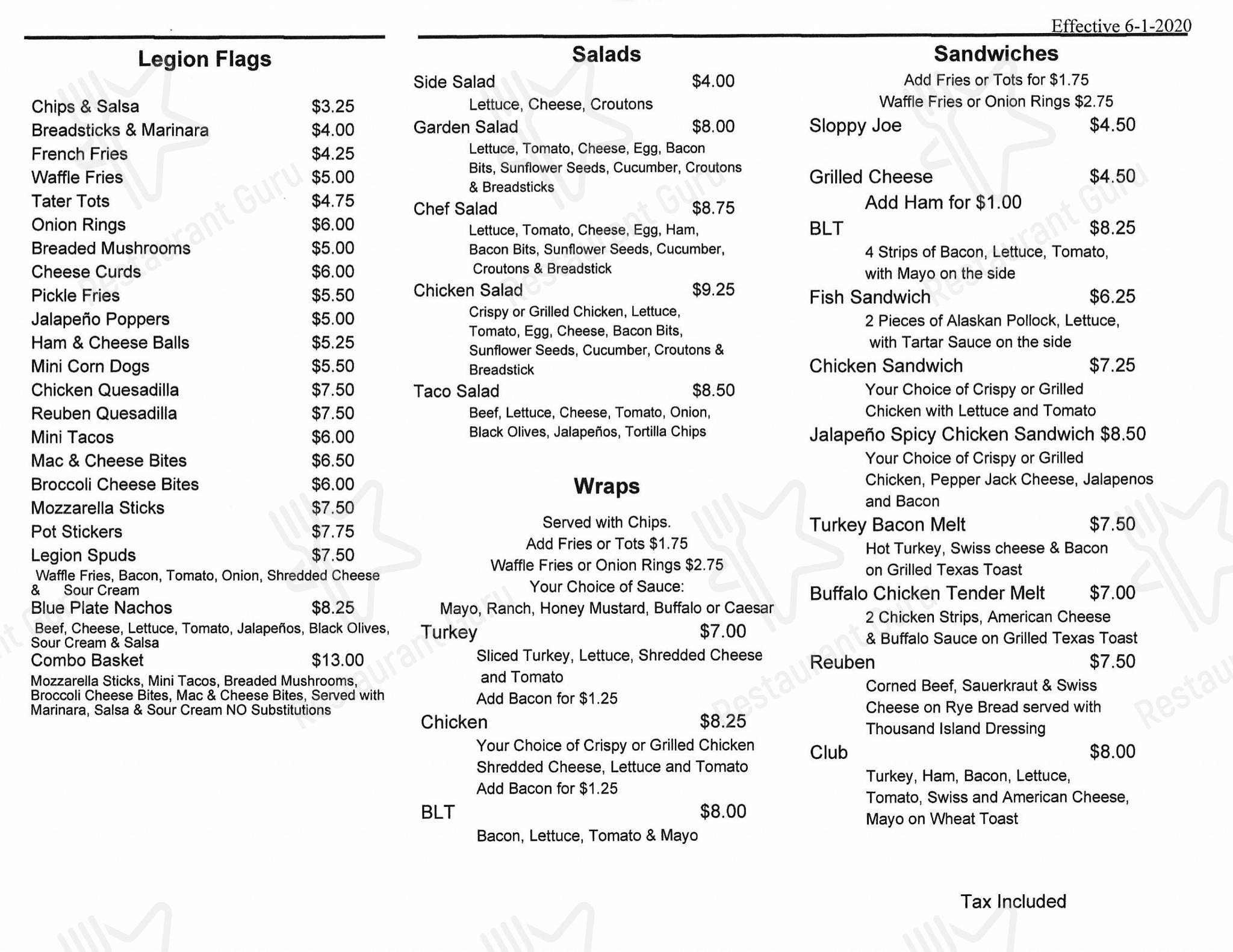 Menu at St Augusta Legion pub & bar, St. Cloud