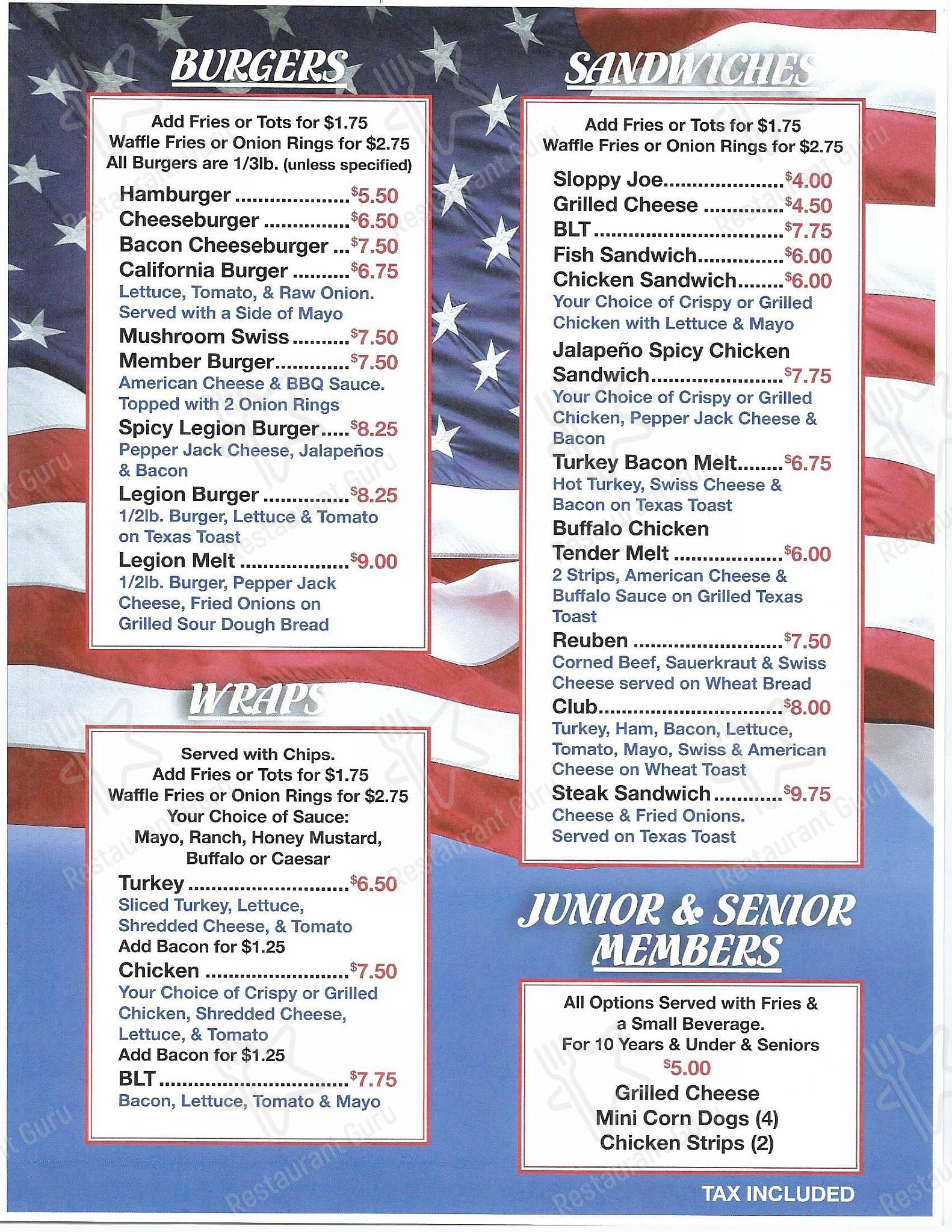 Menu at St Augusta Legion pub & bar, St. Cloud