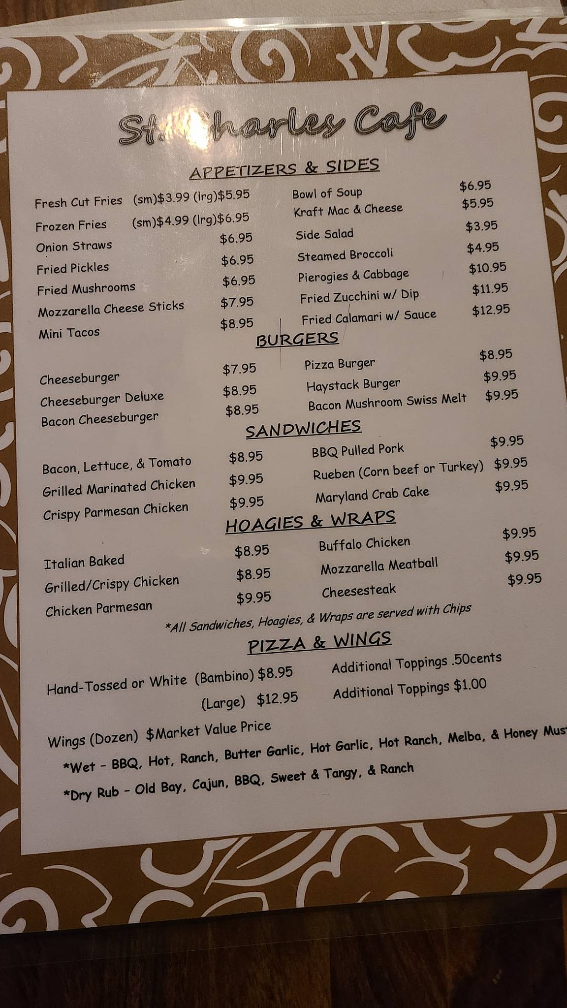 Menu at St Charles Cafe, Clearfield