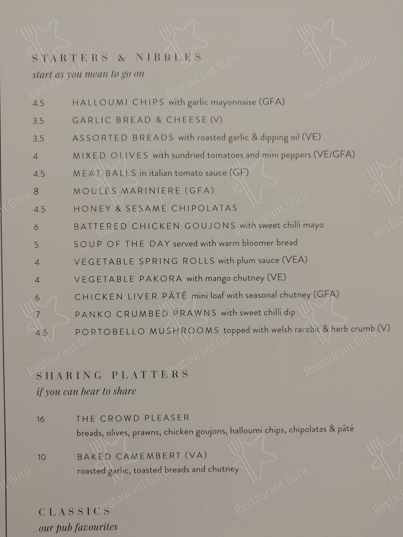 Menu at The Stamford Gate Hotel pub & bar, Holywell