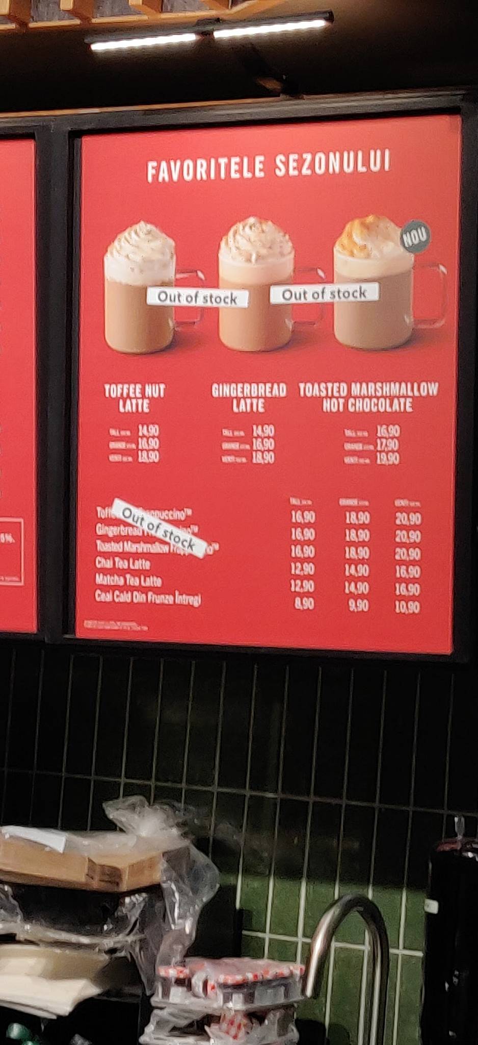 Menu at Starbucks Iulius Mall, Cluj-Napoca, Strada Alexandru Vaida ...