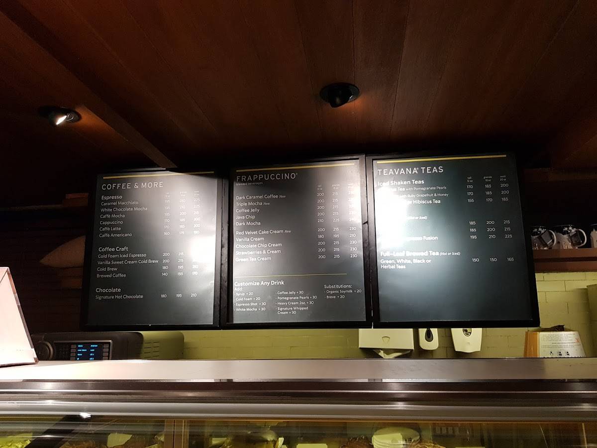 Menu at Starbucks Boracay cafe, Malay, Boat Station 1 Boracay Island ...