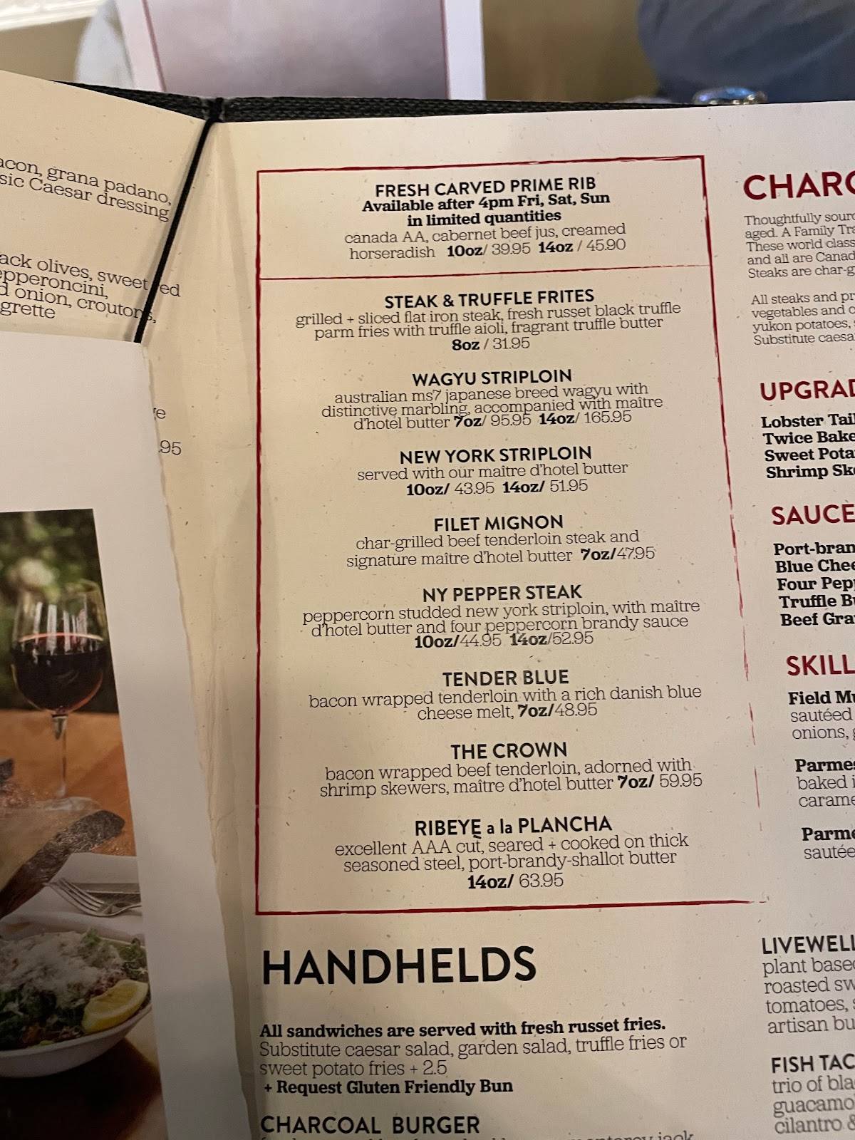 Menu at Charcoal Steak House steakhouse, Kitchener