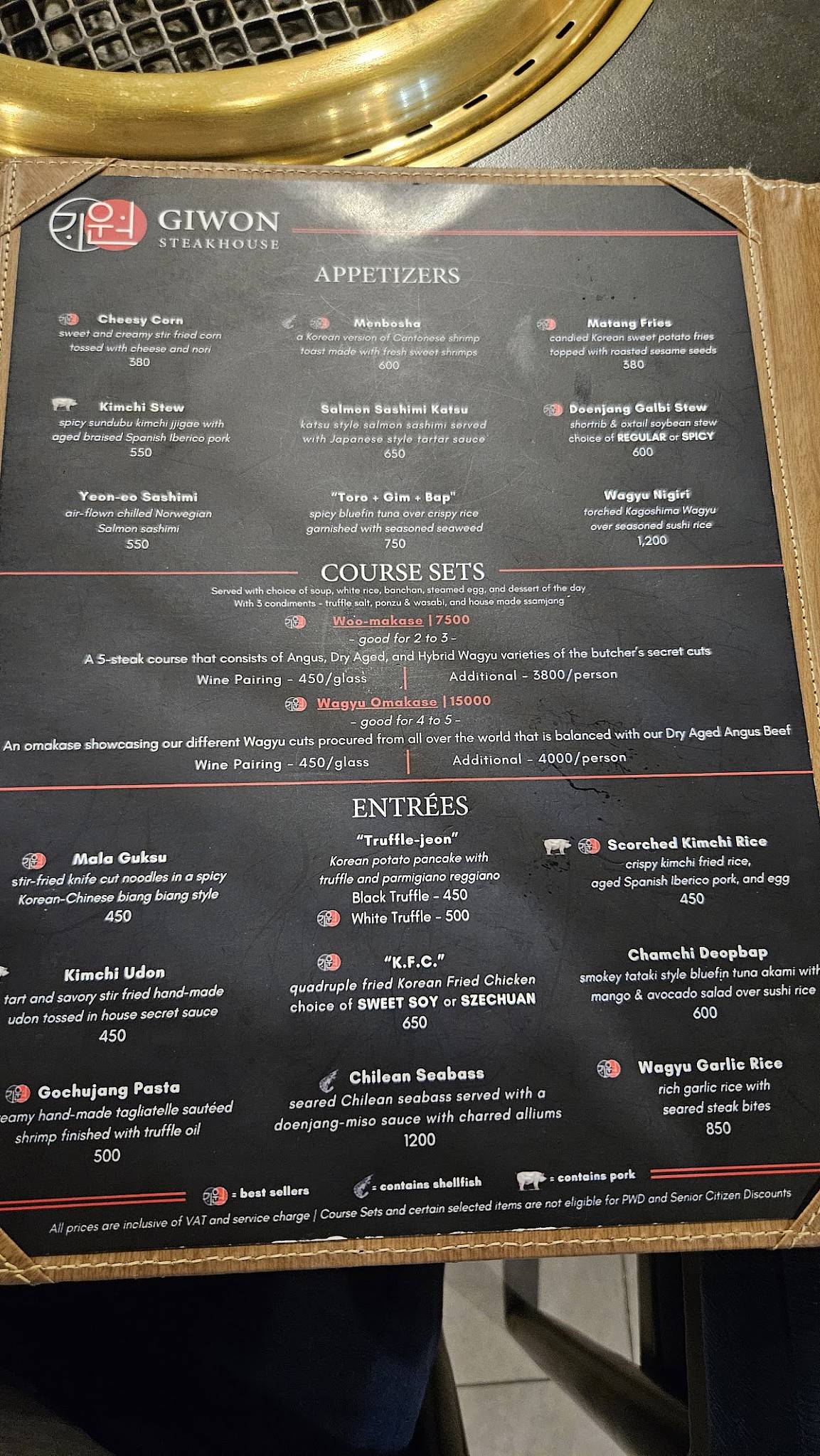 Menu at Giwon Korean Steakhouse, Taguig