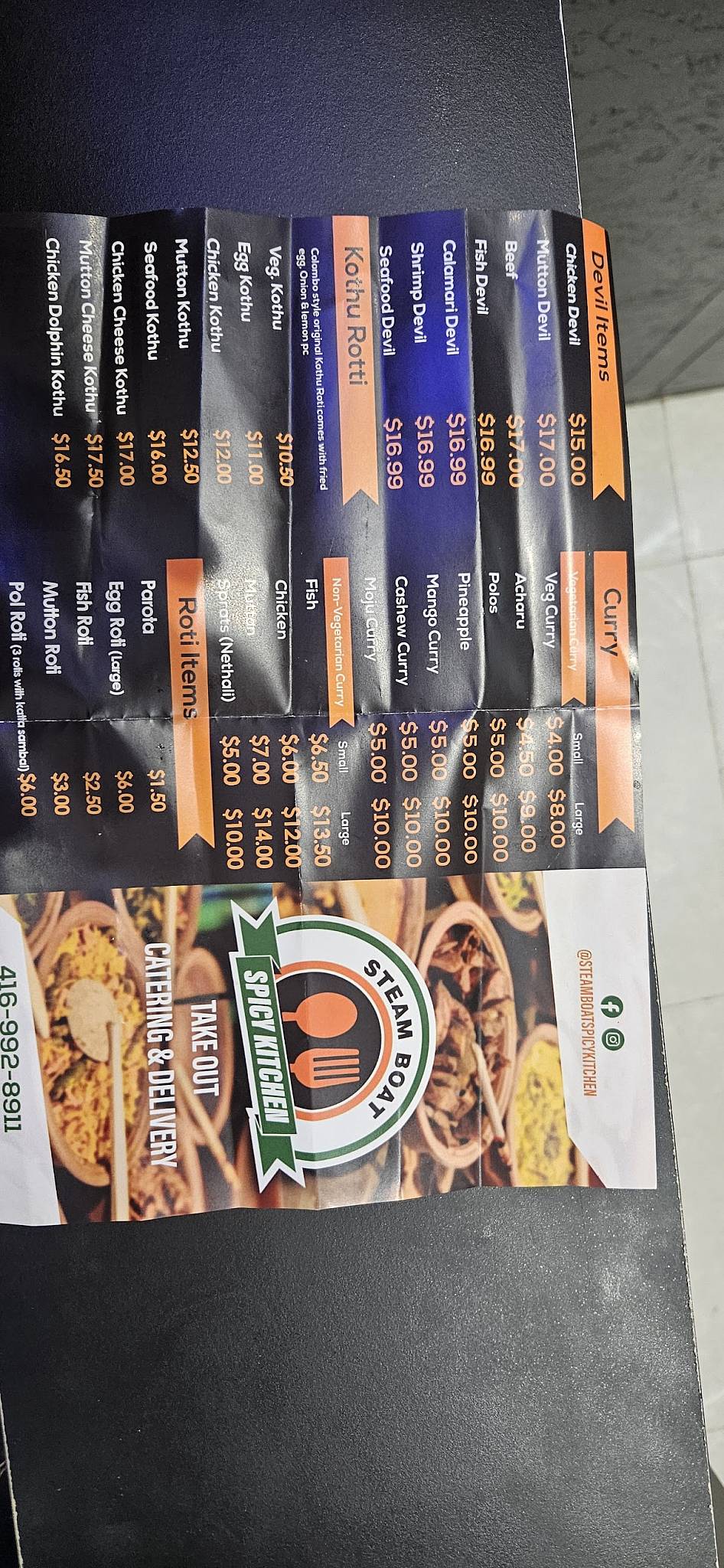 Menu at Steamboat Spicy Kitchen restaurant, Toronto