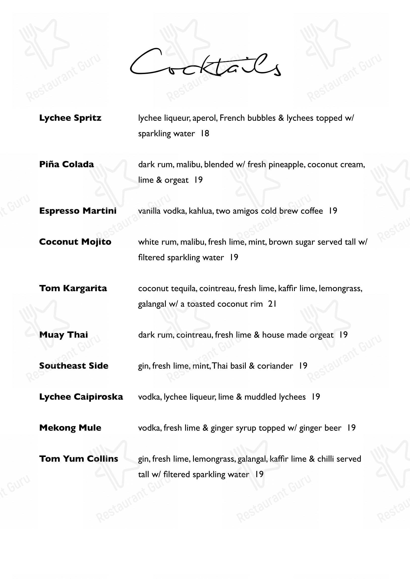 Menu at Sticky Rice Thai Food and Bar, Tugun