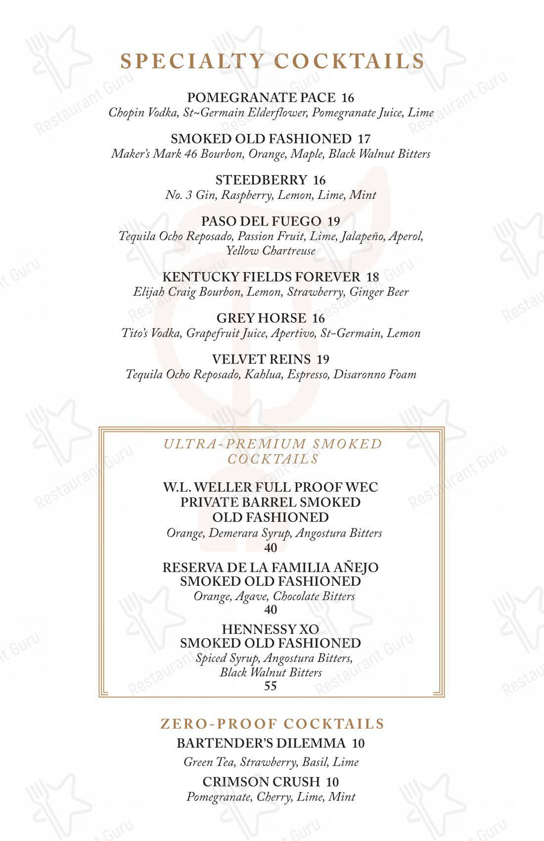 Menu at Stirrups Restaurant, Ocala