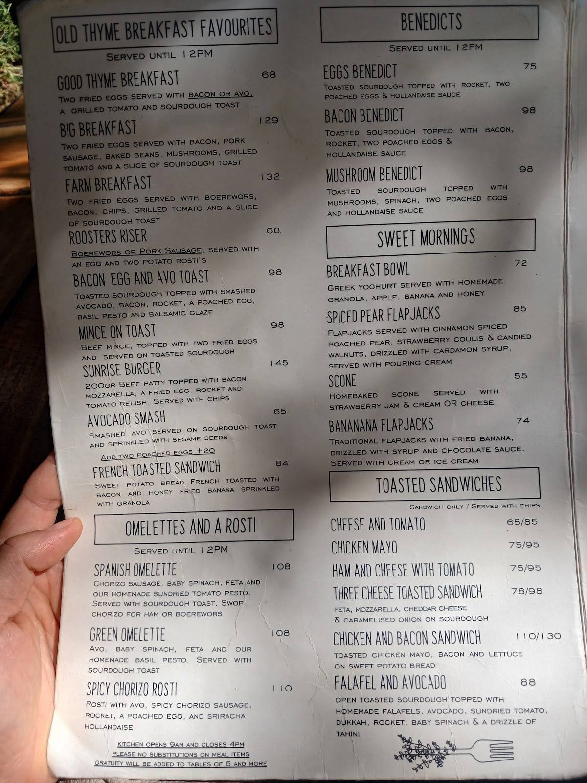 Menu at Stodels Cafe Bellville, Cape Town