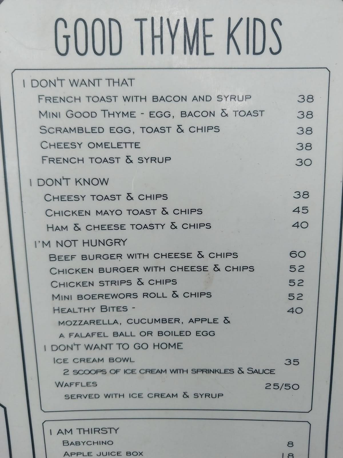 Menu at Stodels Cafe Bellville, Cape Town