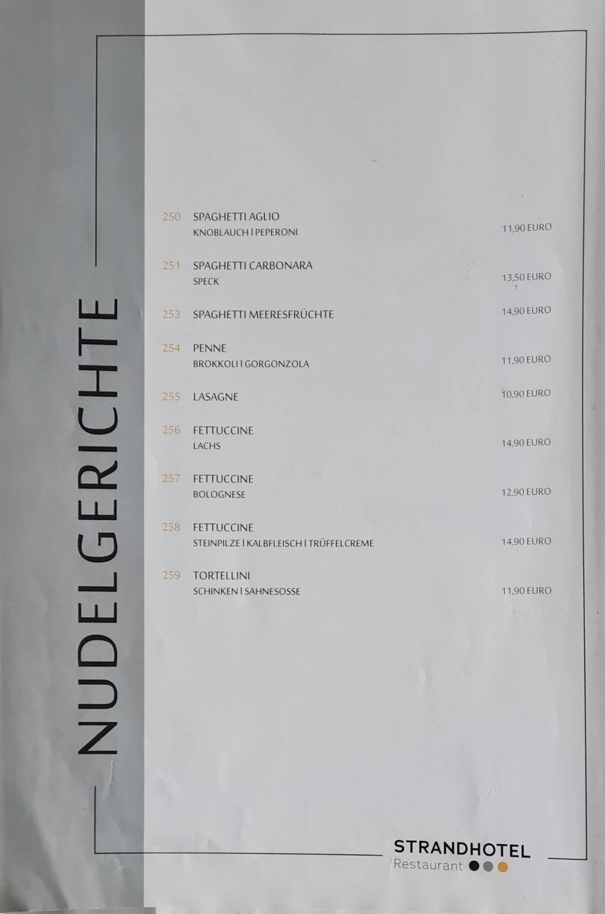 Speisekarte von Strandhotel restaurant, Eilenburg