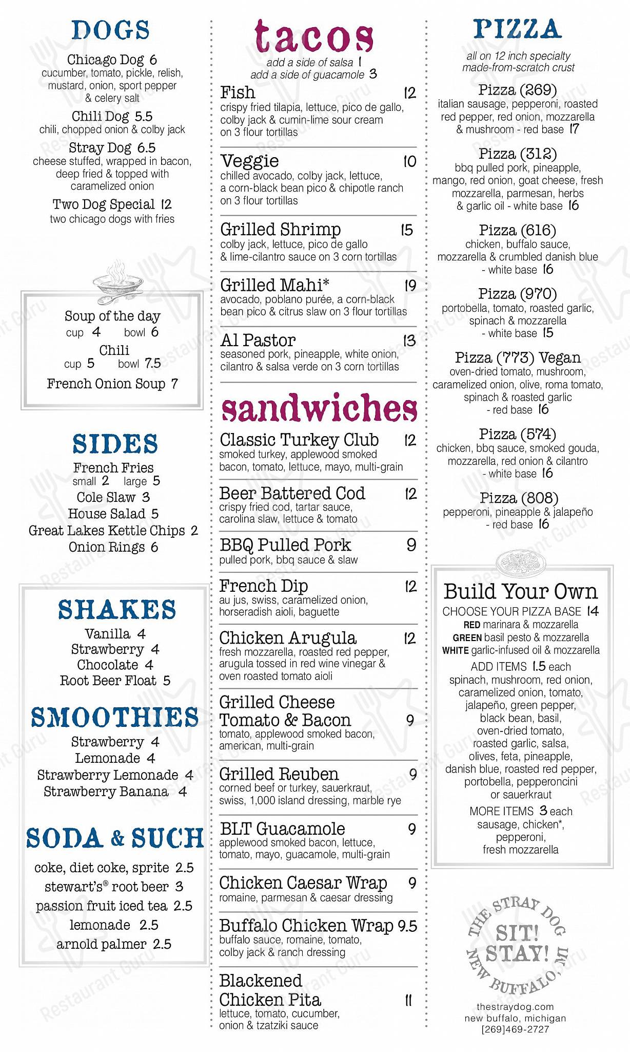 Menu at The Stray Dog Bar & Grill, New Buffalo