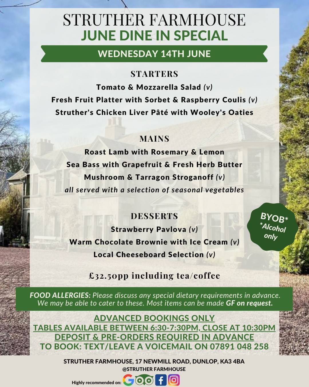 Menu at Struther Farmhouse Café & Shop cafe, Dunlop