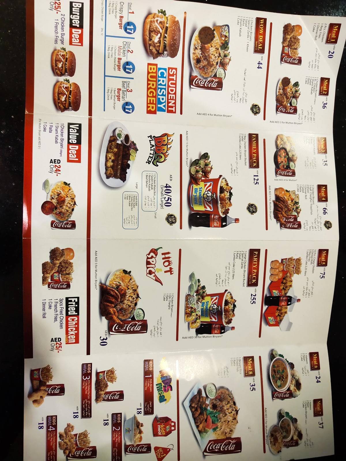 Carta del restaurante Student Biryani, Dubai, 79XJ+4MJ - Amman St
