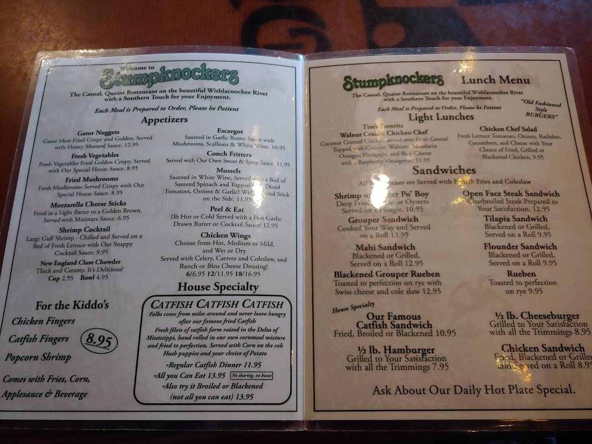 Menu at Stumpknockers Restaurants, Inverness