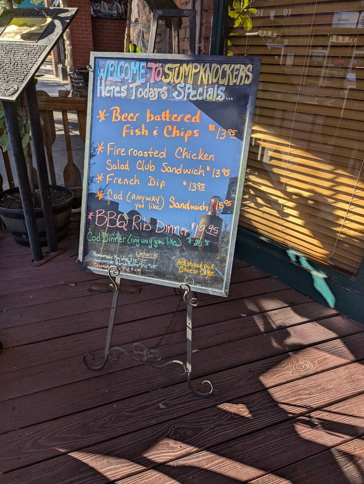 Menu at Stumpknockers Restaurants, Inverness