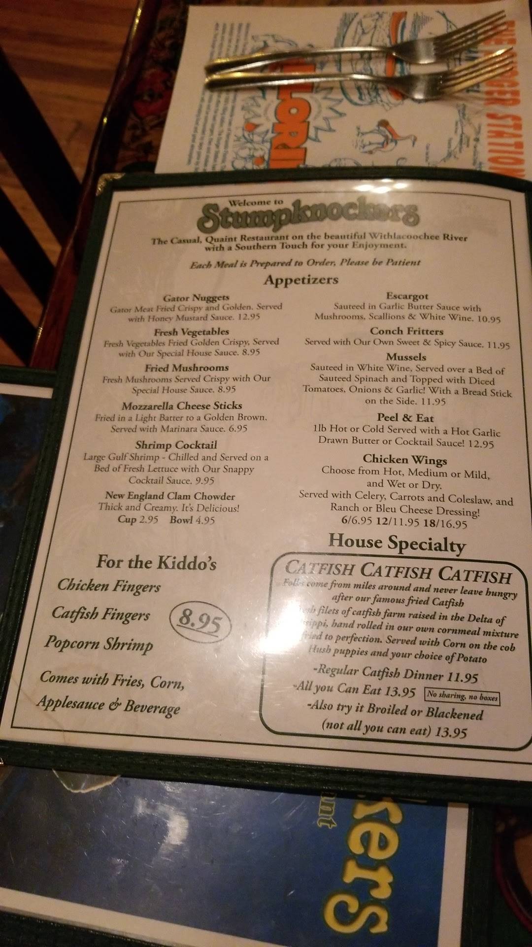 Menu at Stumpknockers Restaurants, Inverness