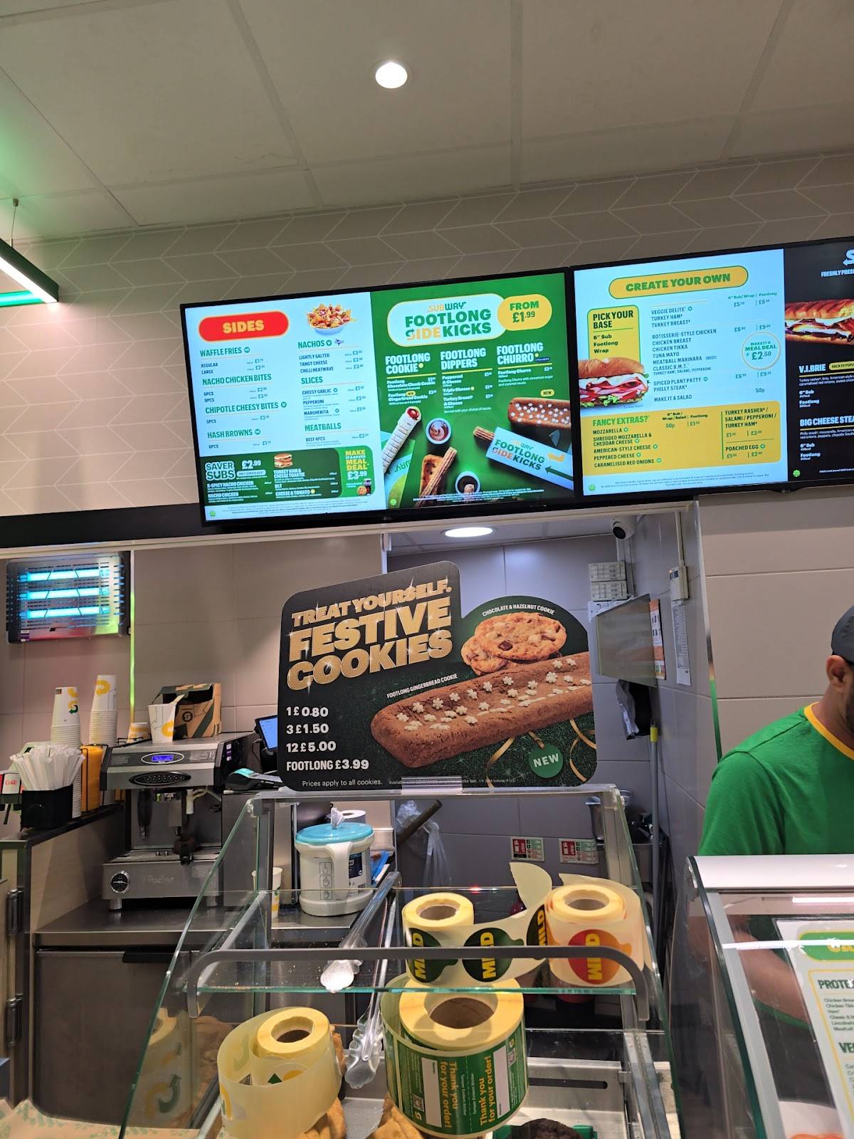 Menu at Subway restaurant, London, 205 207 Baker St