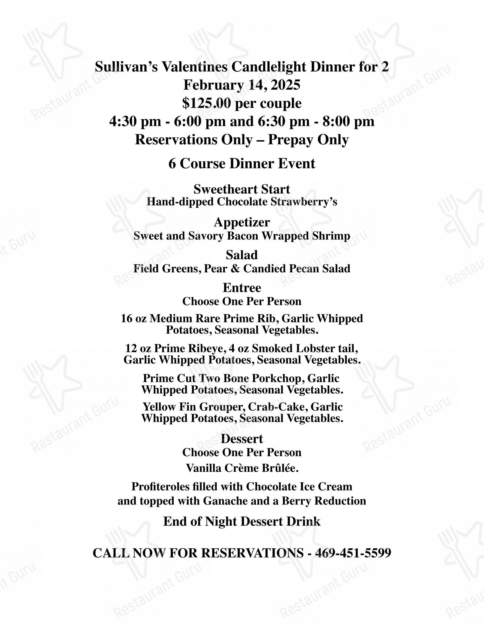 Menu at Sullivan Old Town BBQ, Lewisville, 301 S Mill St