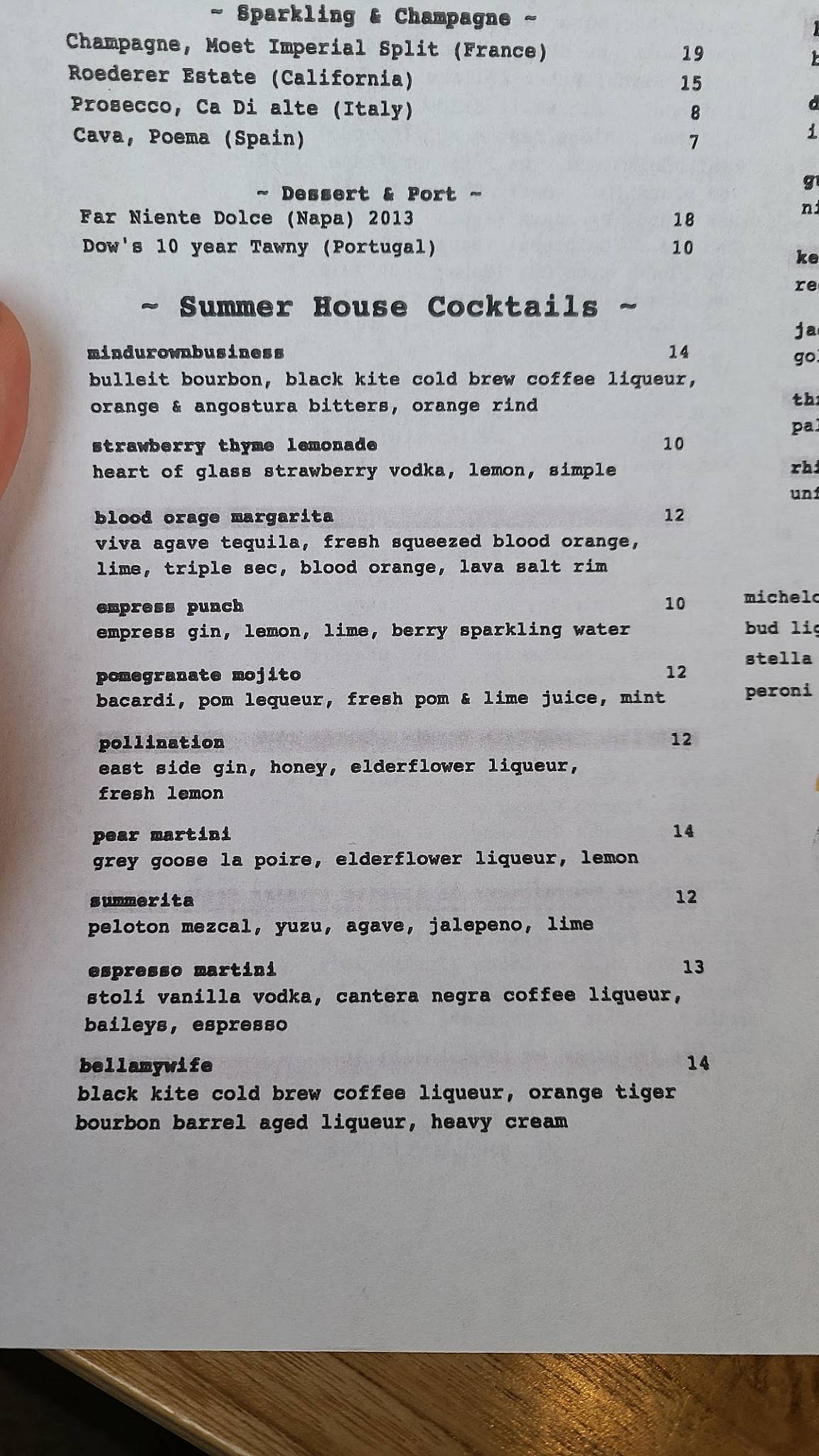Menu at Summer Place pub & bar, Lakewood