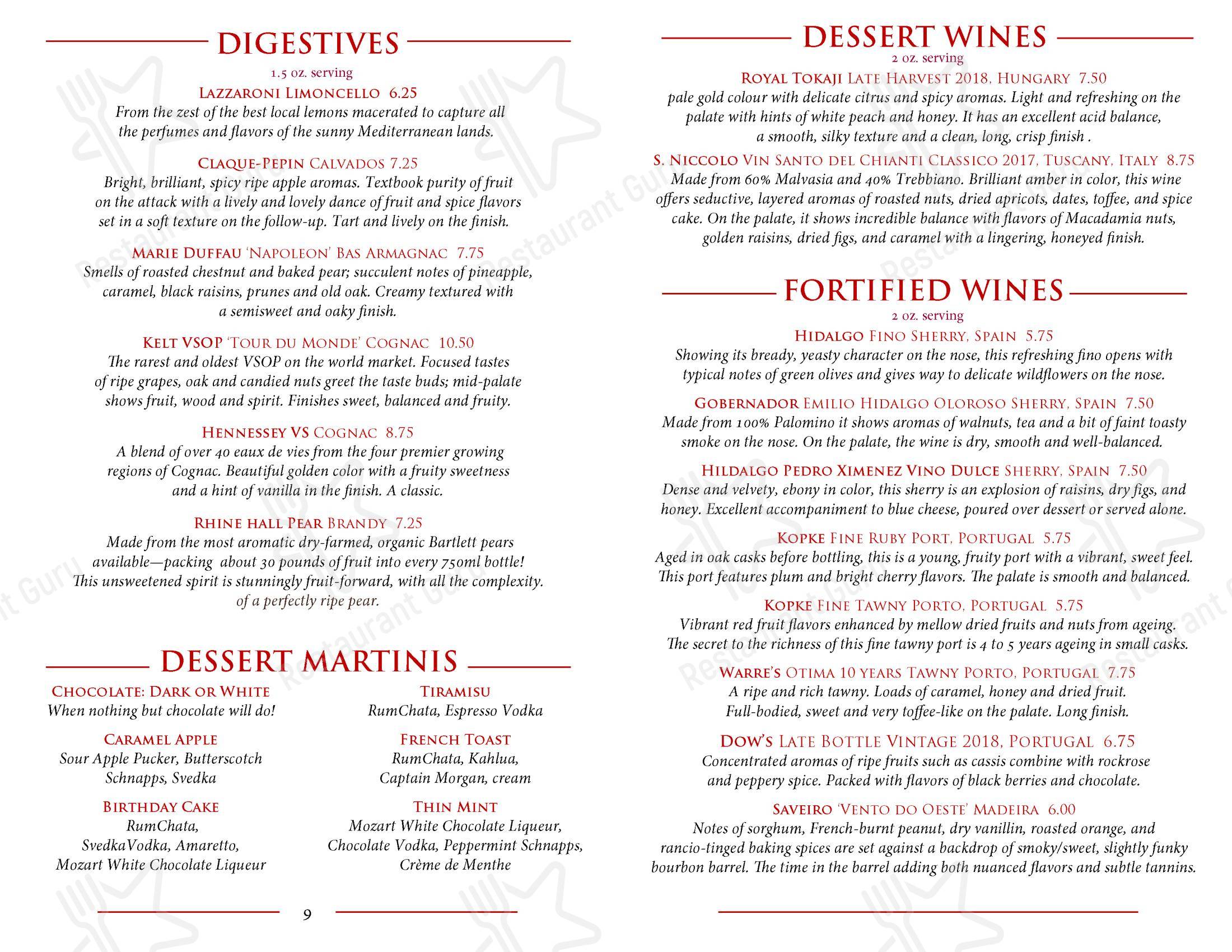 Menu at Sun Singer Restaurant, Wine & Spirits, Champaign
