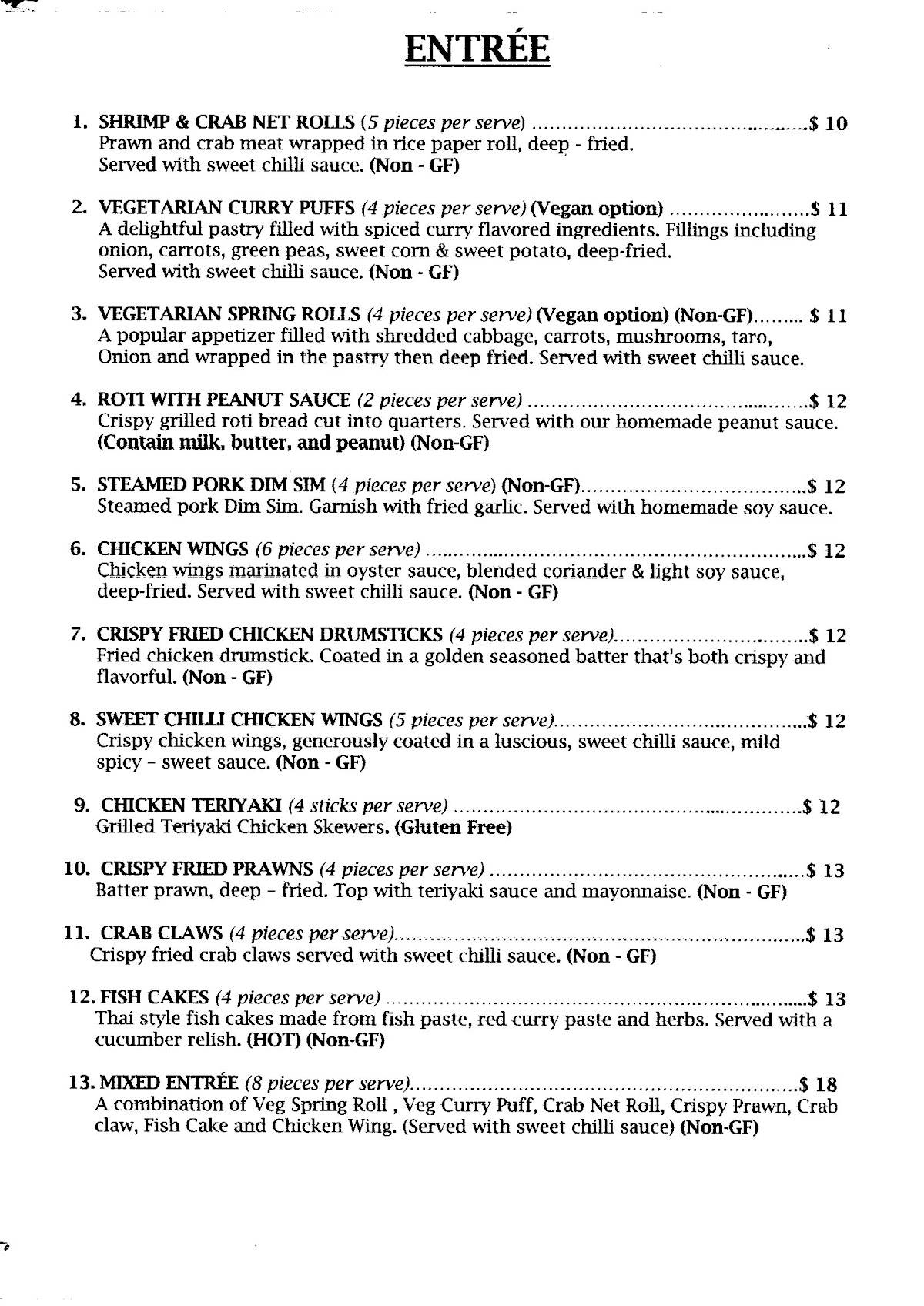 Menu at Som Tam Thai Restaurant, Maroochydore