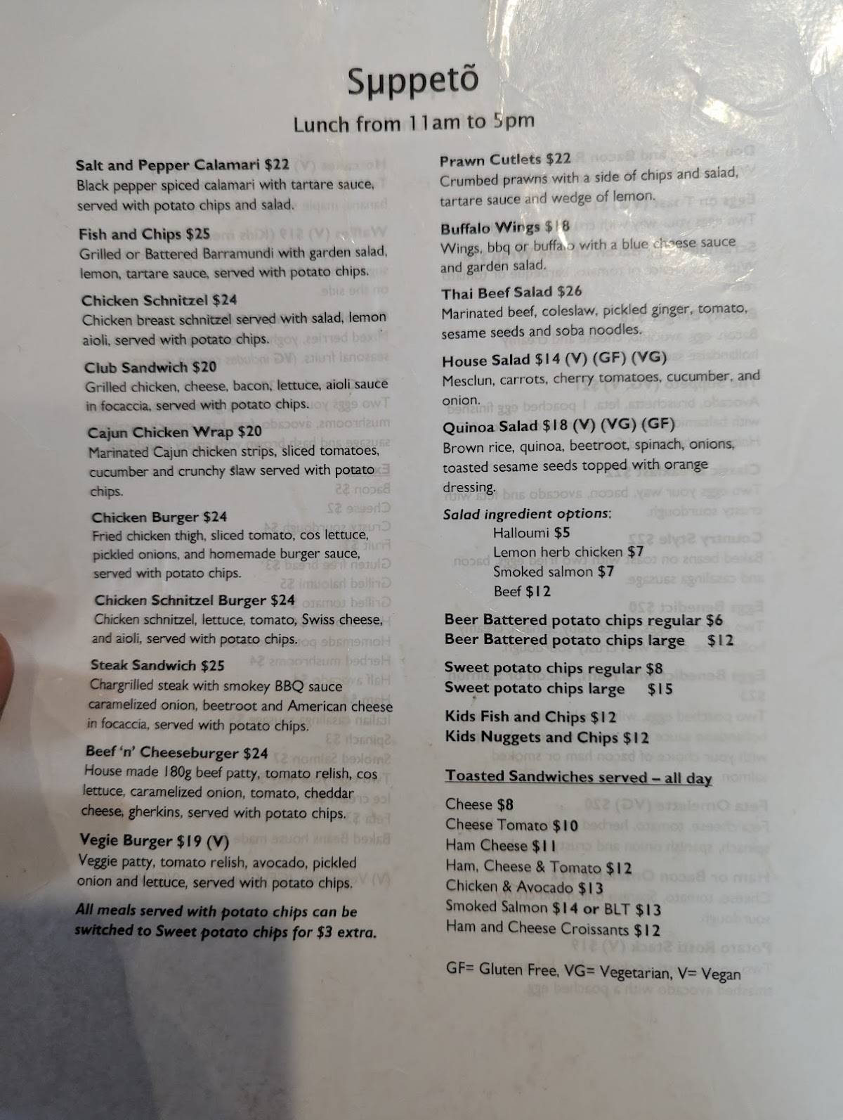 Menu at Suppetó Collective cafe, Jerrabomberra
