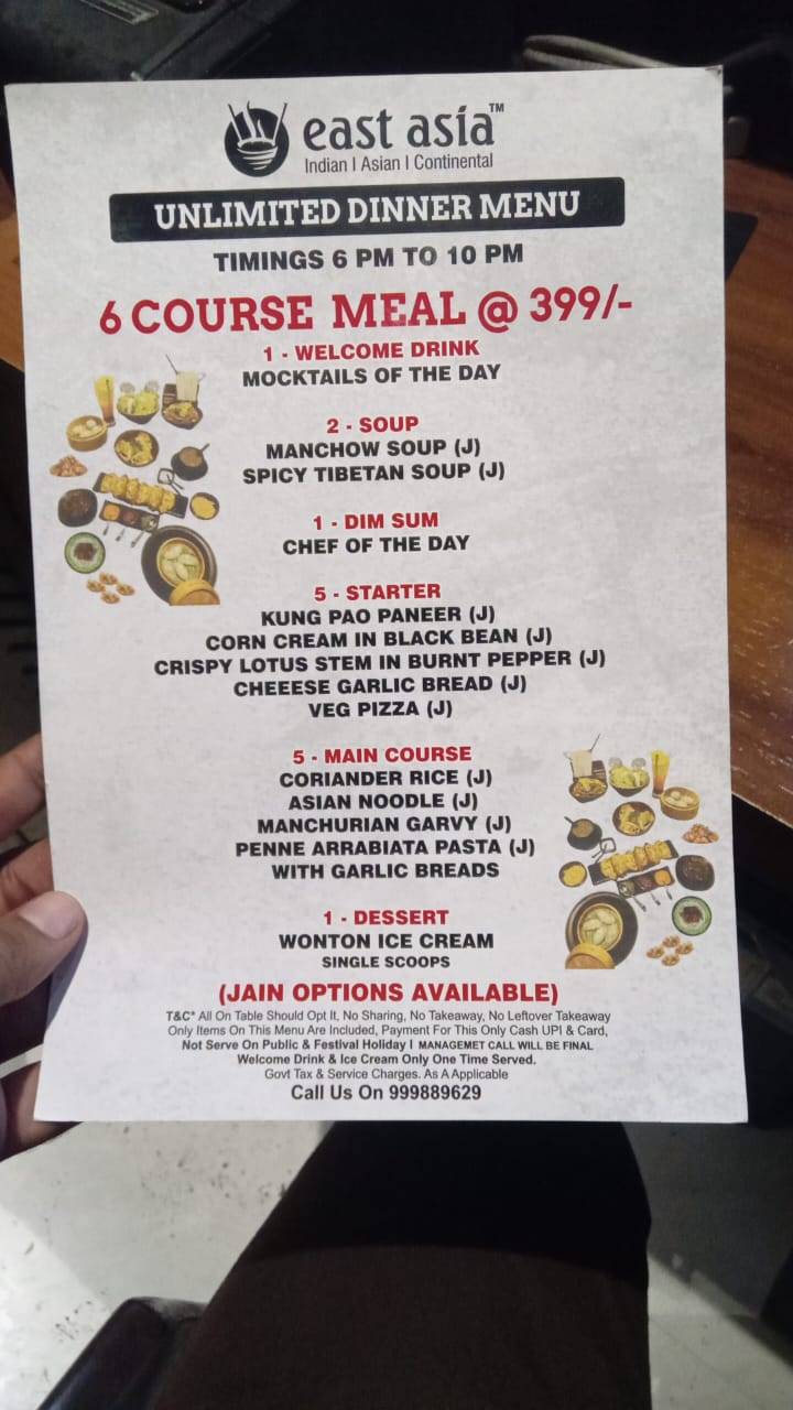 Menu at East Asia - Veg/Jain : Asian & Continental, Surat